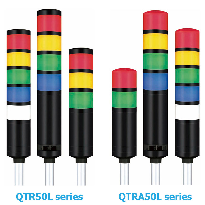 Ø50mm LED steady flashing tower lights QLight QTR50L series QTRA50L-2-24-RG