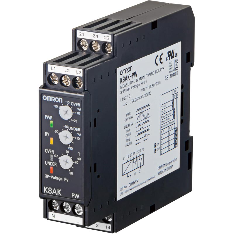 Three-phase voltage relay Omron K8AK-PW series