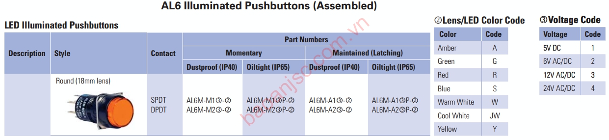 Nút ấn có đèn Idec AL6M series